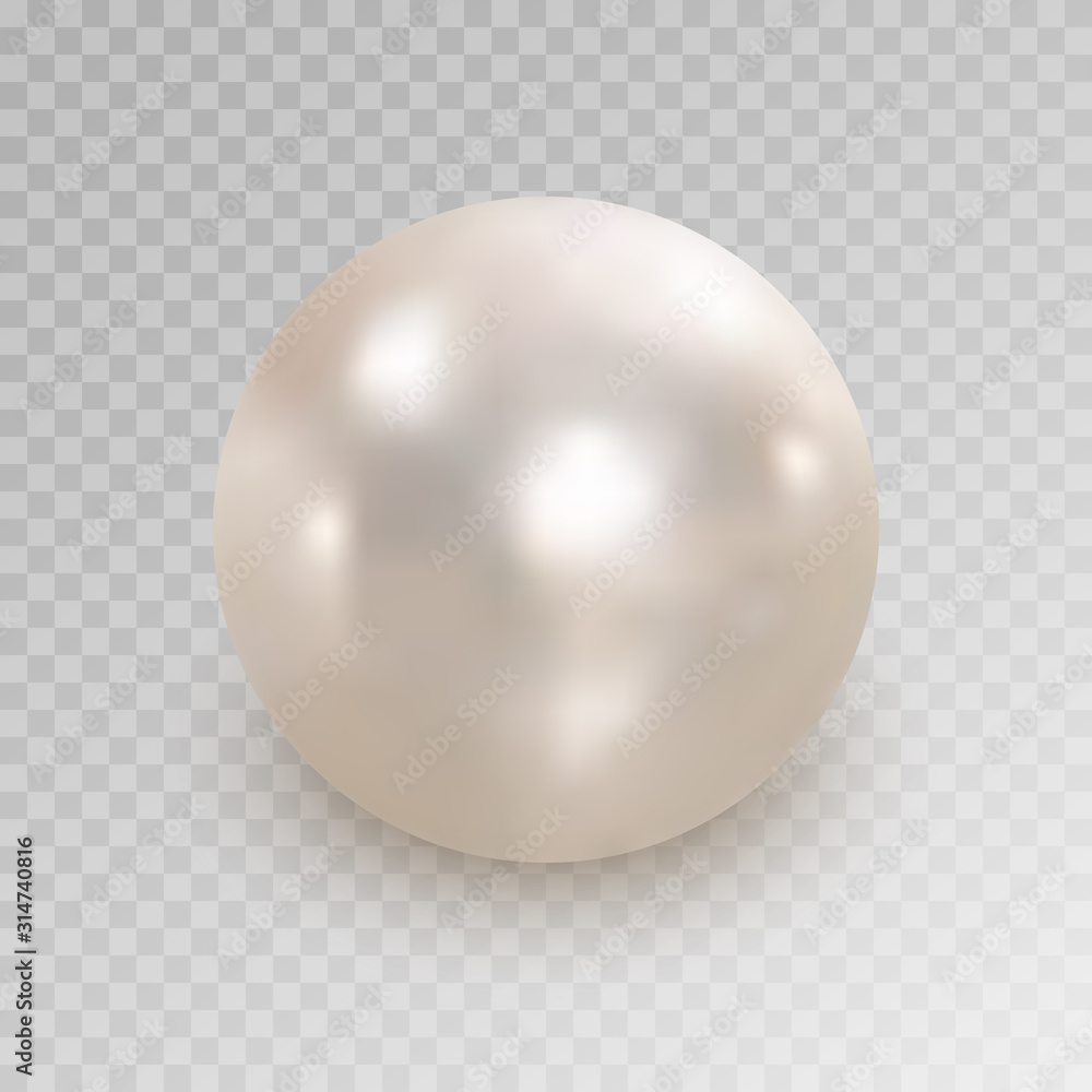 Image vectorielle Stock Realistic white pearl with shadow isolated on ...
