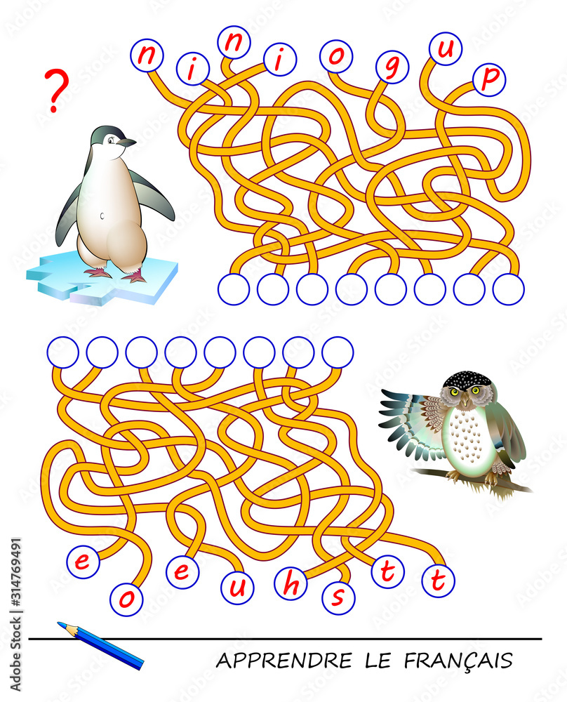 Learn French. Logic puzzle game with cute birds for study French ...