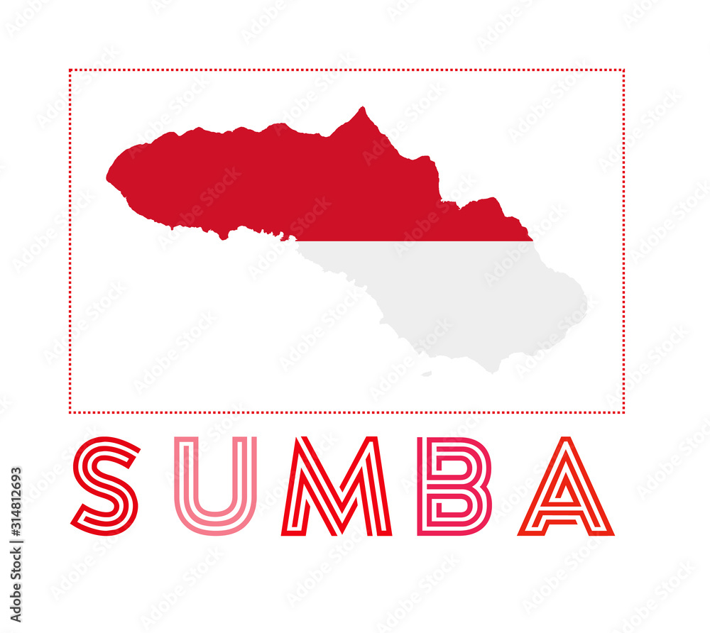 Sumba Logo with island map and flag. Vector illustration. Stock Vector ...
