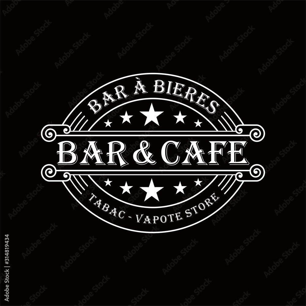 Bar & Cafe logo. Simple Vintage Bar Logo design inspiration. Stock ...