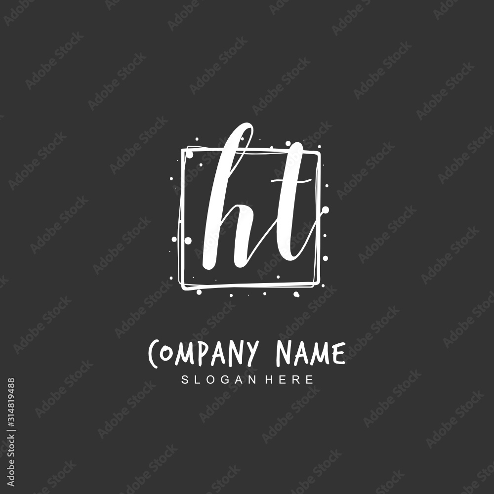 Handwritten initial letter H T HT for identity and logo. Vector logo ...