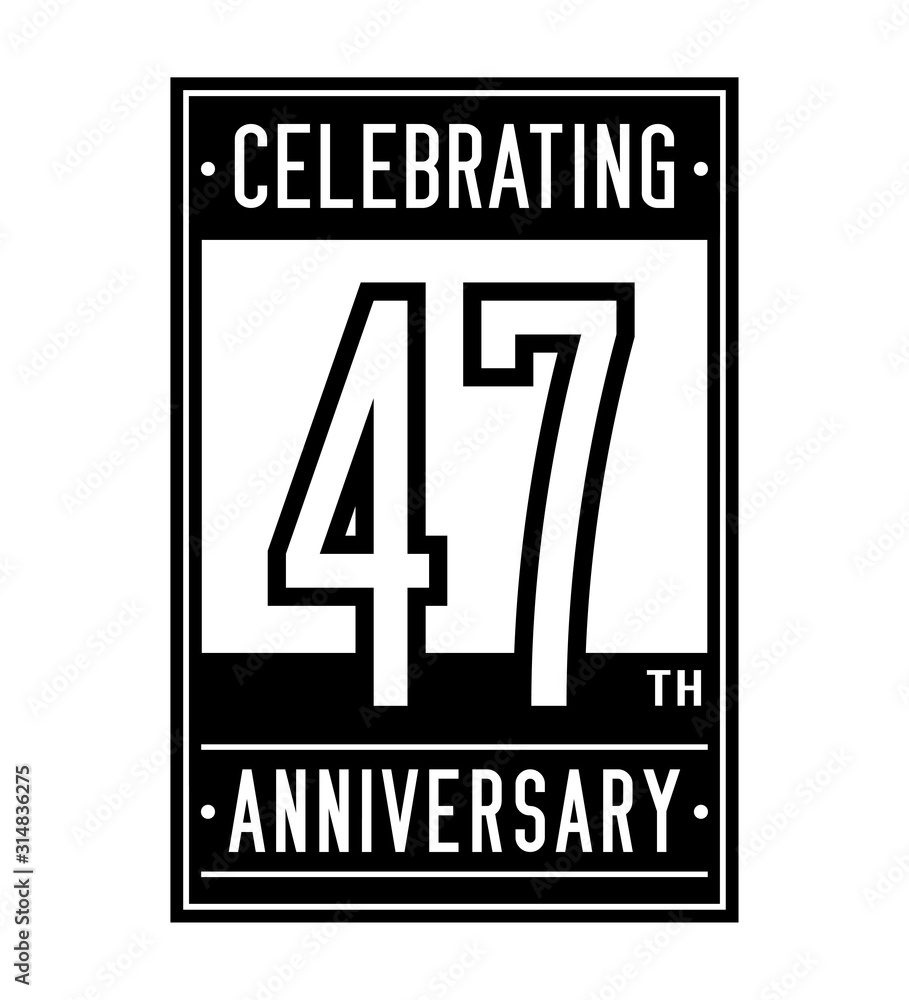 47 years logo design template. Anniversary vector and illustration ...