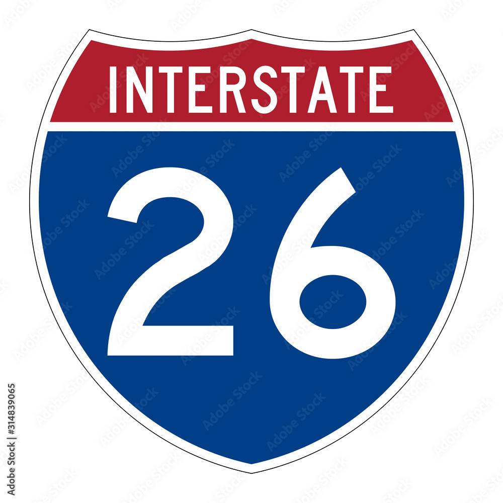 Interstate highway 26 road sign Stock Illustration | Adobe Stock