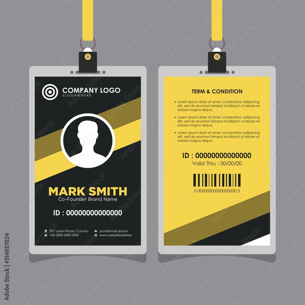 Yellow Id Card Design Template Vector Image Stock Vector | Adobe Stock