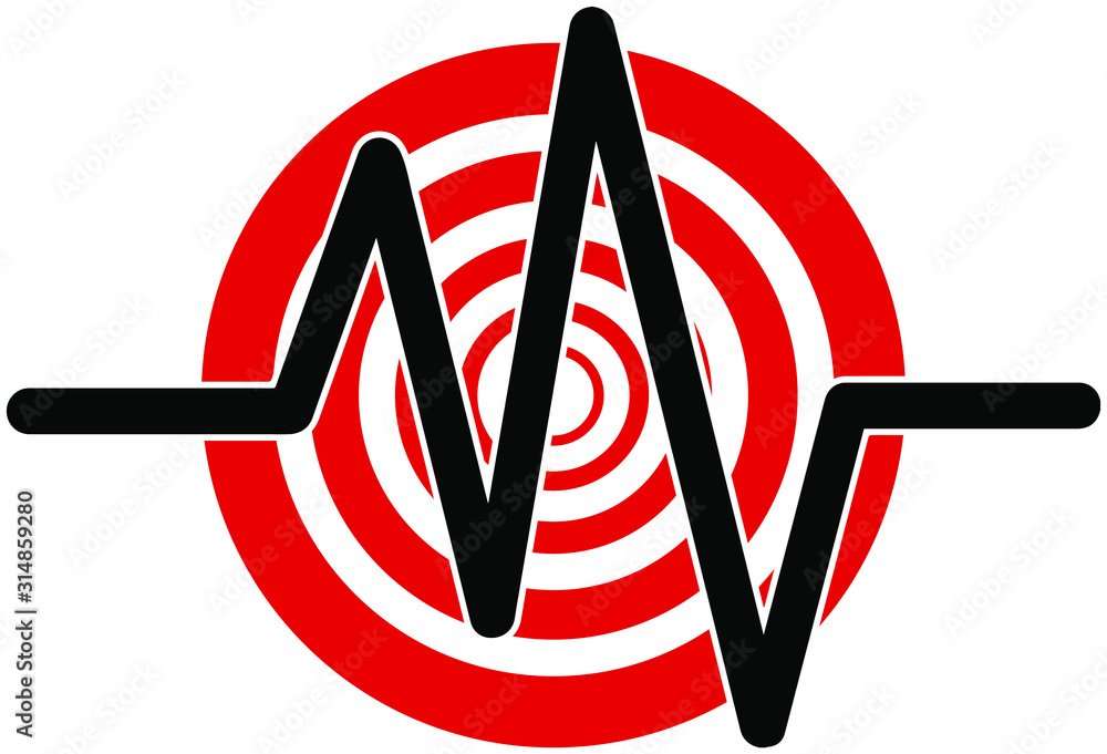 Earthquake icon. seismogram for seismic measurement. Stock Vector ...