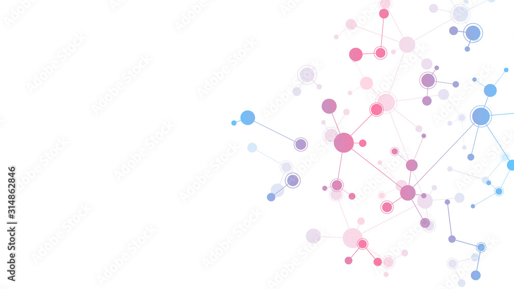 Abstract background of molecular structures. Molecules or DNA strand ...