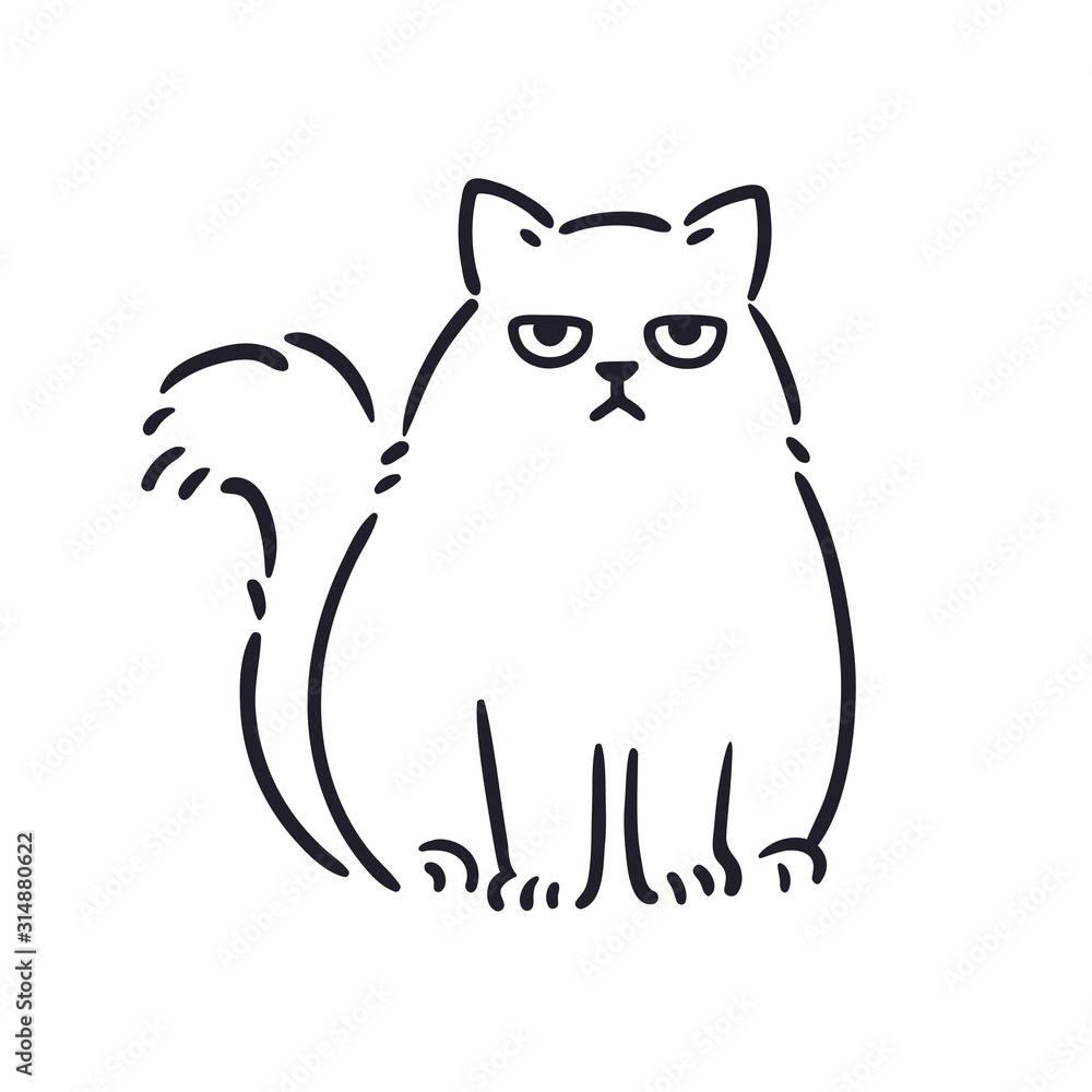 Angry cat drawing Stock Vector | Adobe Stock