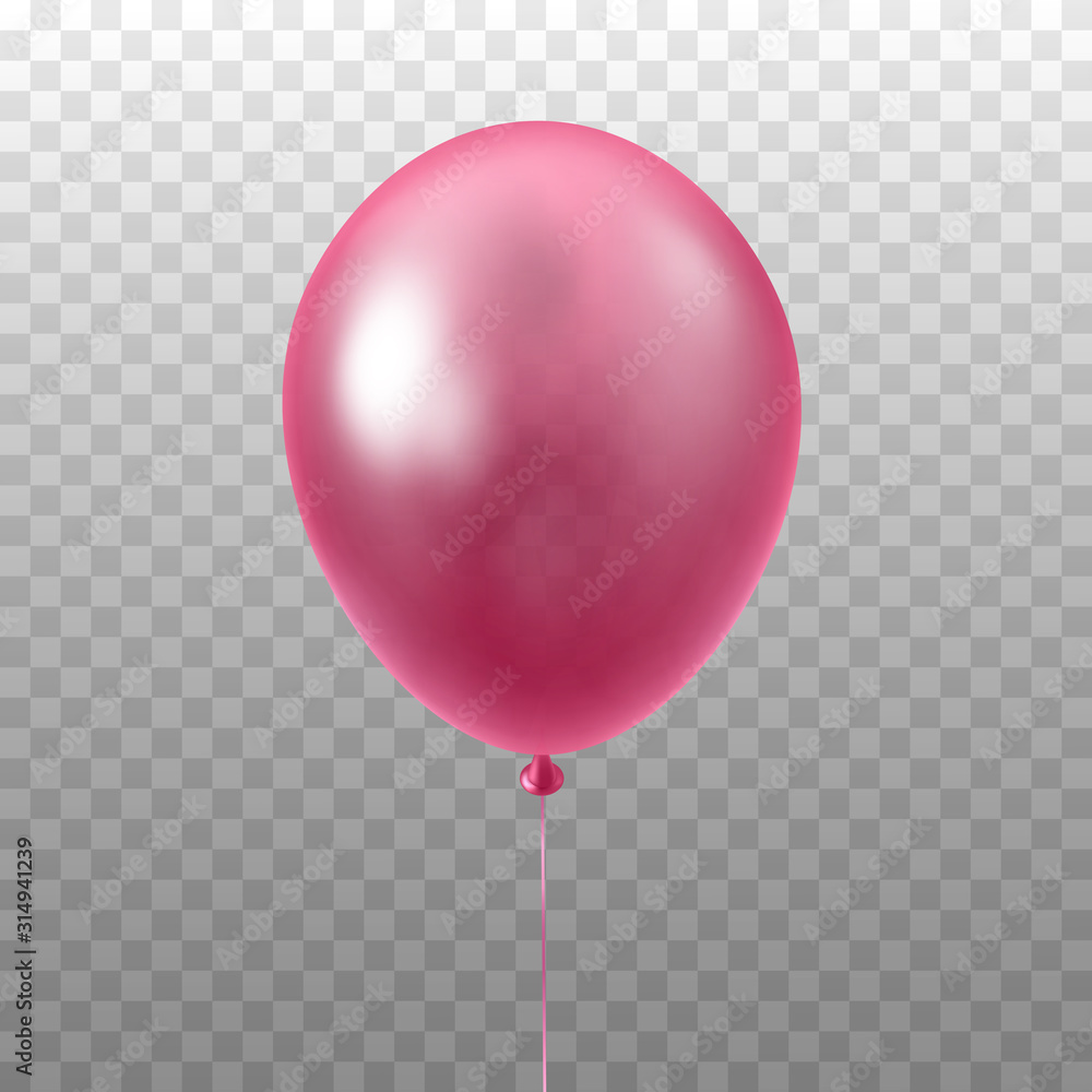 Pink balloon isolated on transparent background. 3D Vector illustration ...