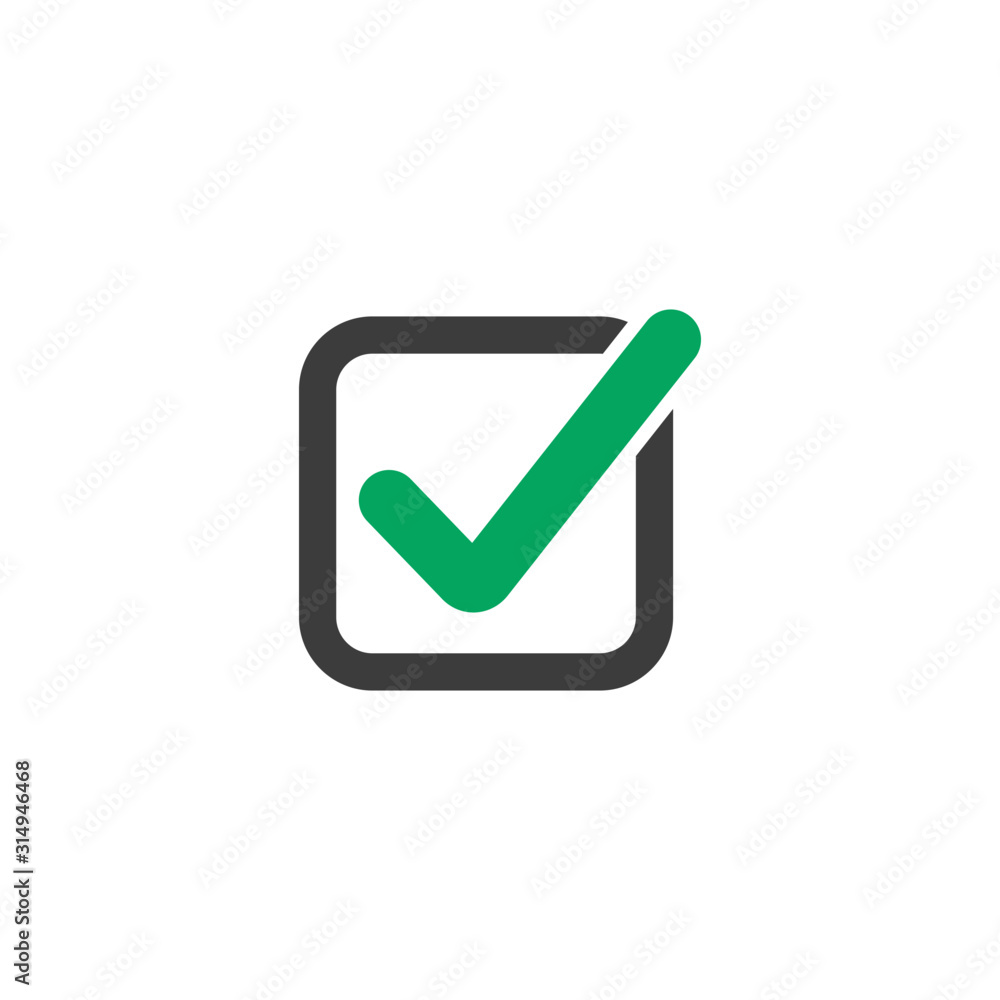 Check mark sticker. Vector illustration on white background. Stock ...