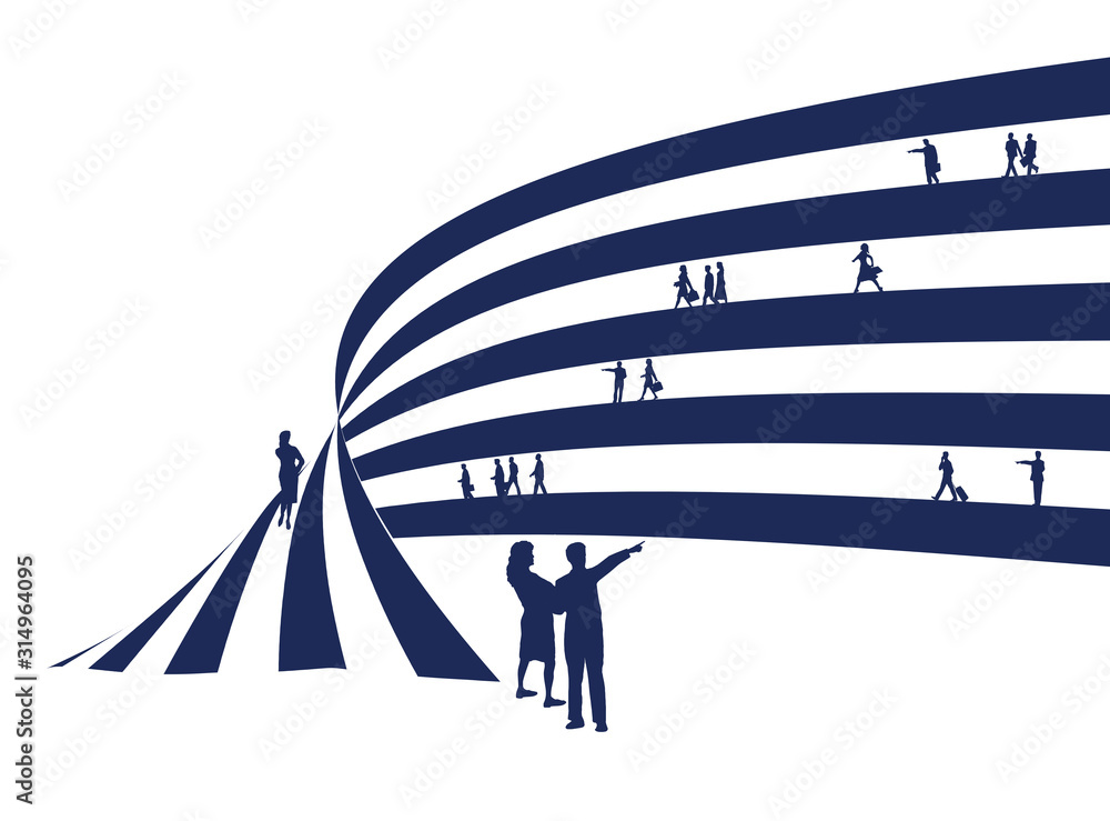 Team leaders watch their team members moving all in the same direction ...