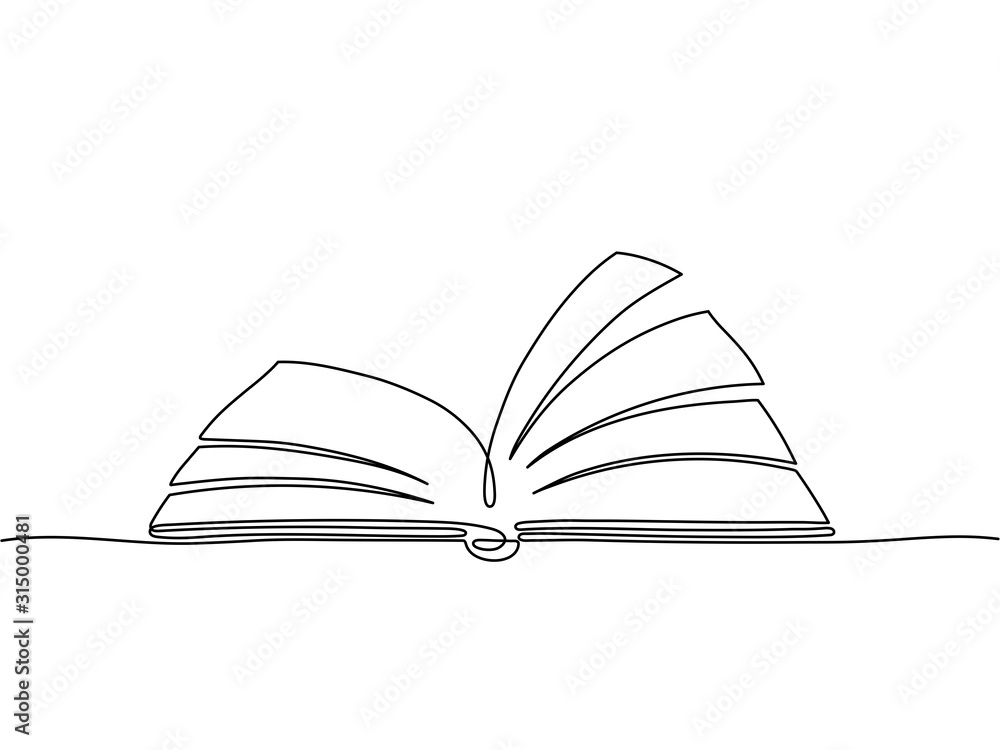 One line book. Outline library books, art sketches teaching supplies ...