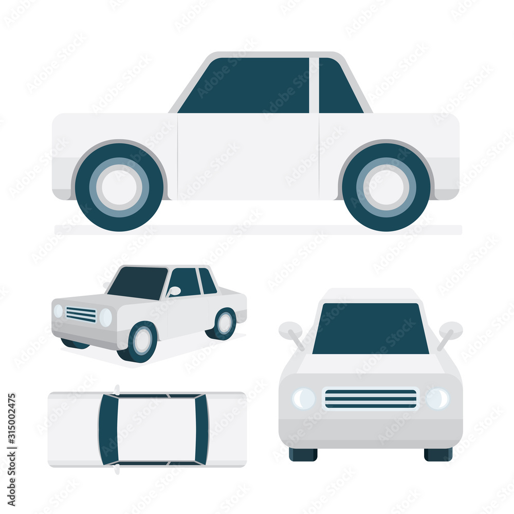Isometric car vector illustrations collection. Low poly classic sedan ...