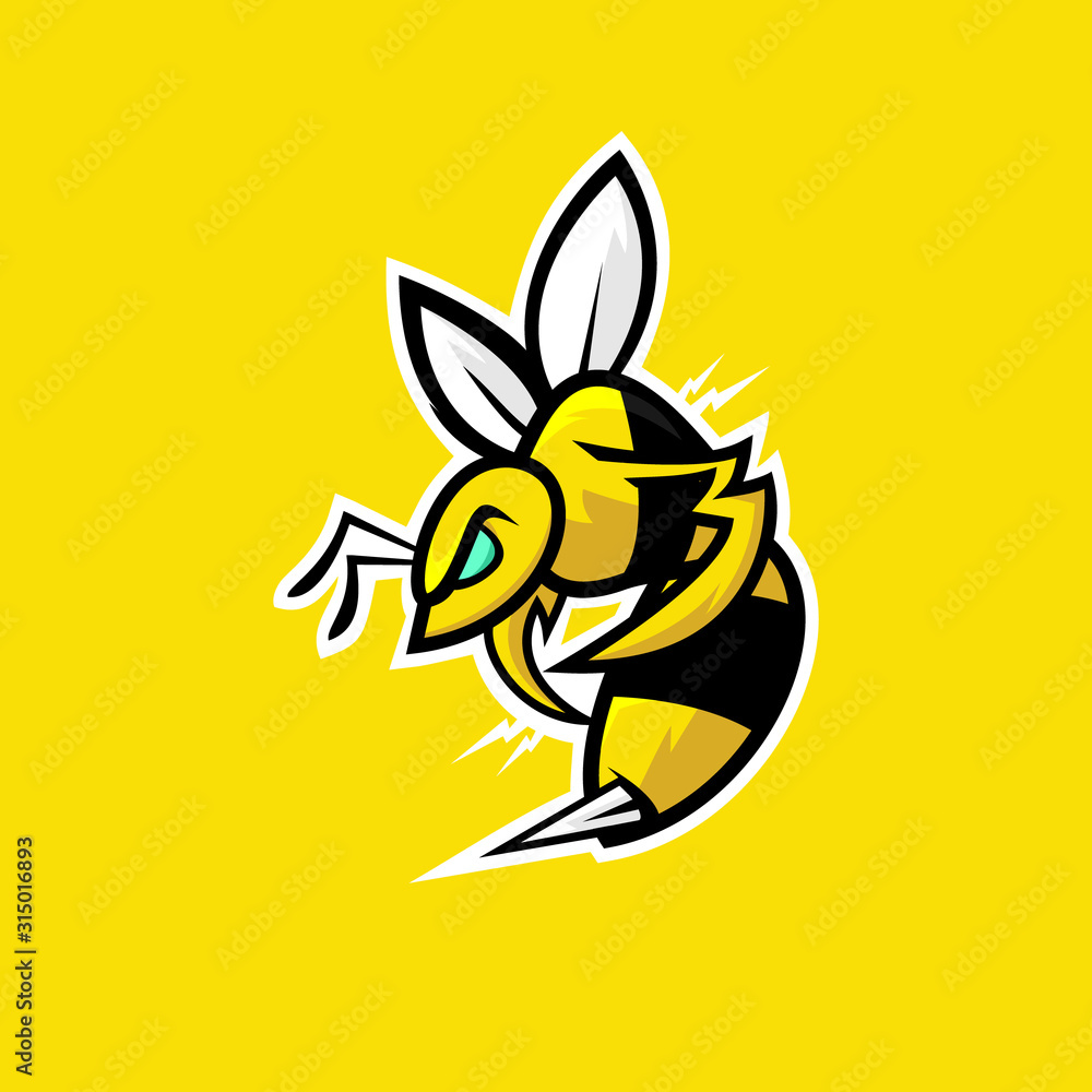 angry bee mascot logo design Stock Vector | Adobe Stock
