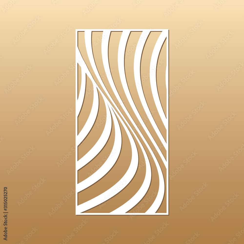 Laser cut vector panel (ratio 1:2). Cutout silhouette vertical curved ...