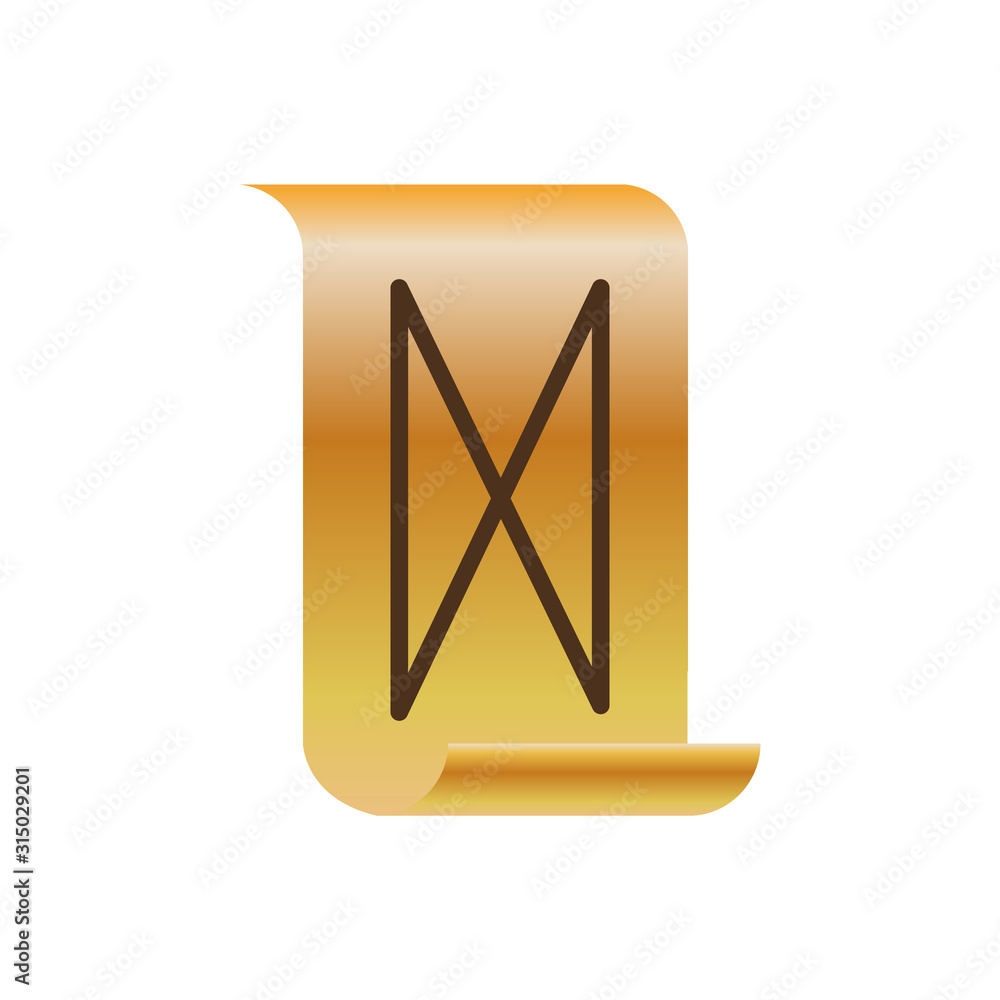 Scandinavian rune on a sheet of old paper. Ancient occult symbols ...