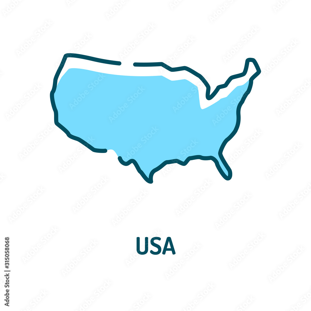 USA map color line icon. Border of the country. Pictogram for web page ...