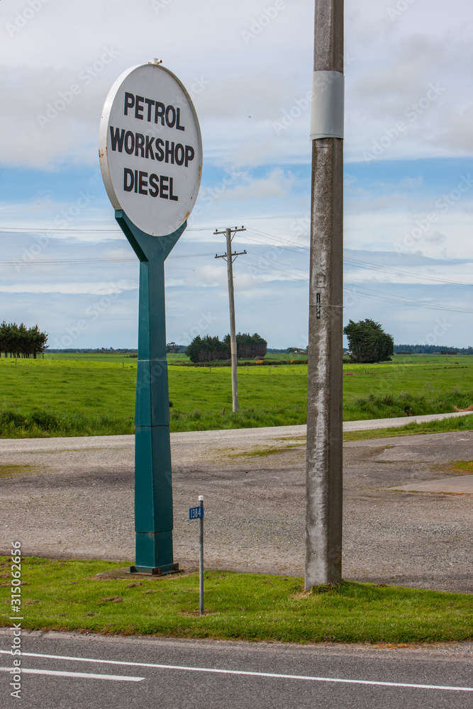 Garage. Petrol station. Mokotua South island New Zealand. Stock Photo ...