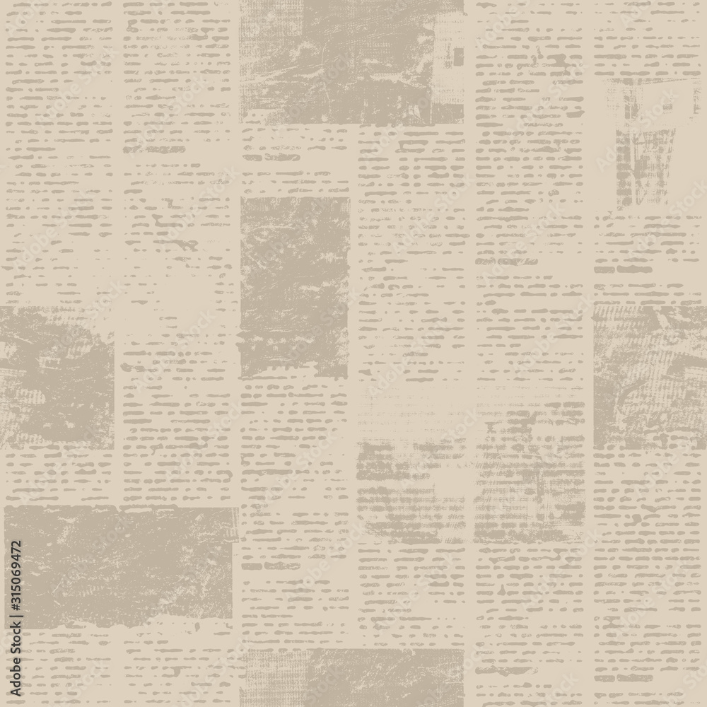 Newspaper seamless pattern with old vintage unreadable paper texture ...