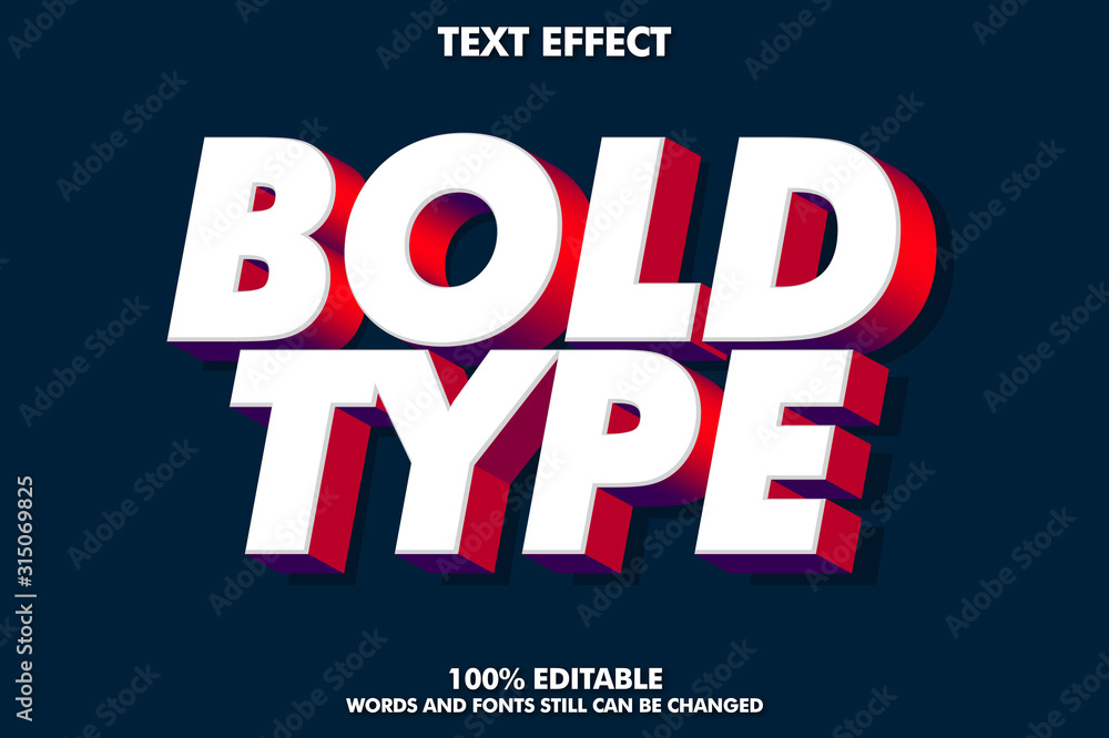 Strong bold 3D font effect Stock Vector | Adobe Stock