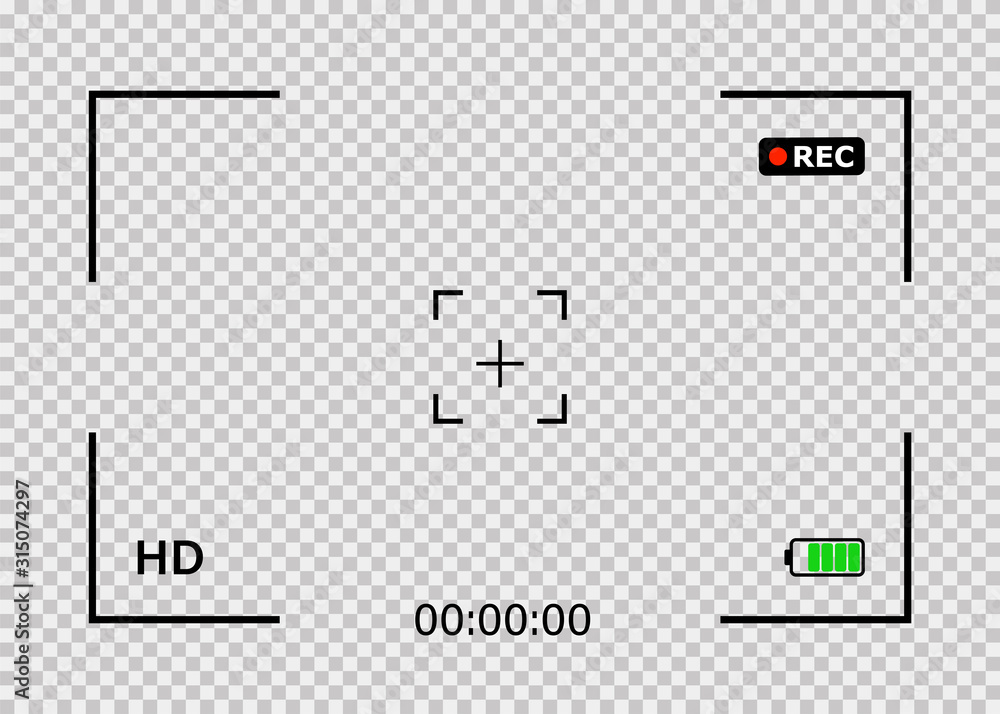 Camera frame isolated vector template. Viewfinder screen of video ...