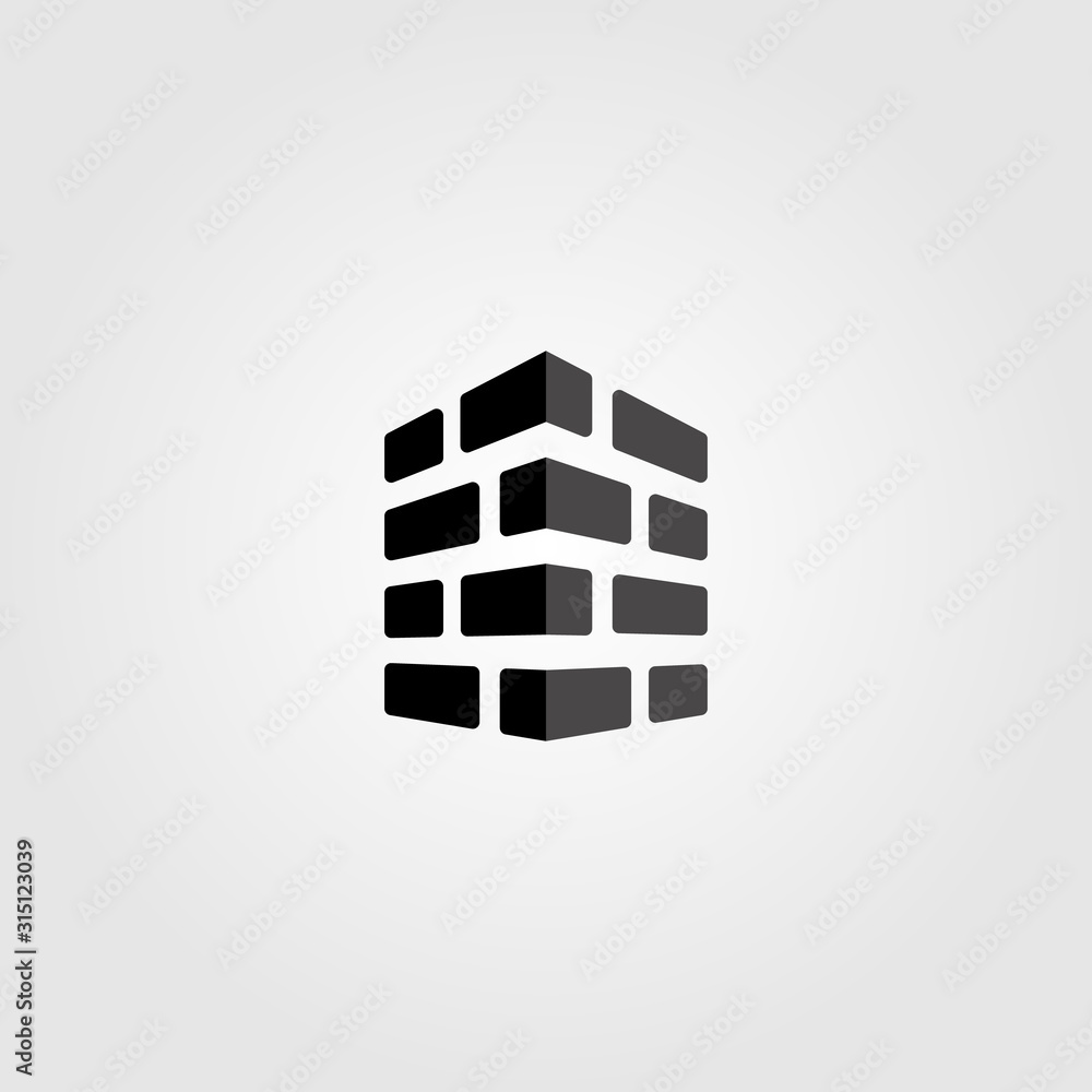 bricks vector logo monochrome design label illustration Stock Vector ...