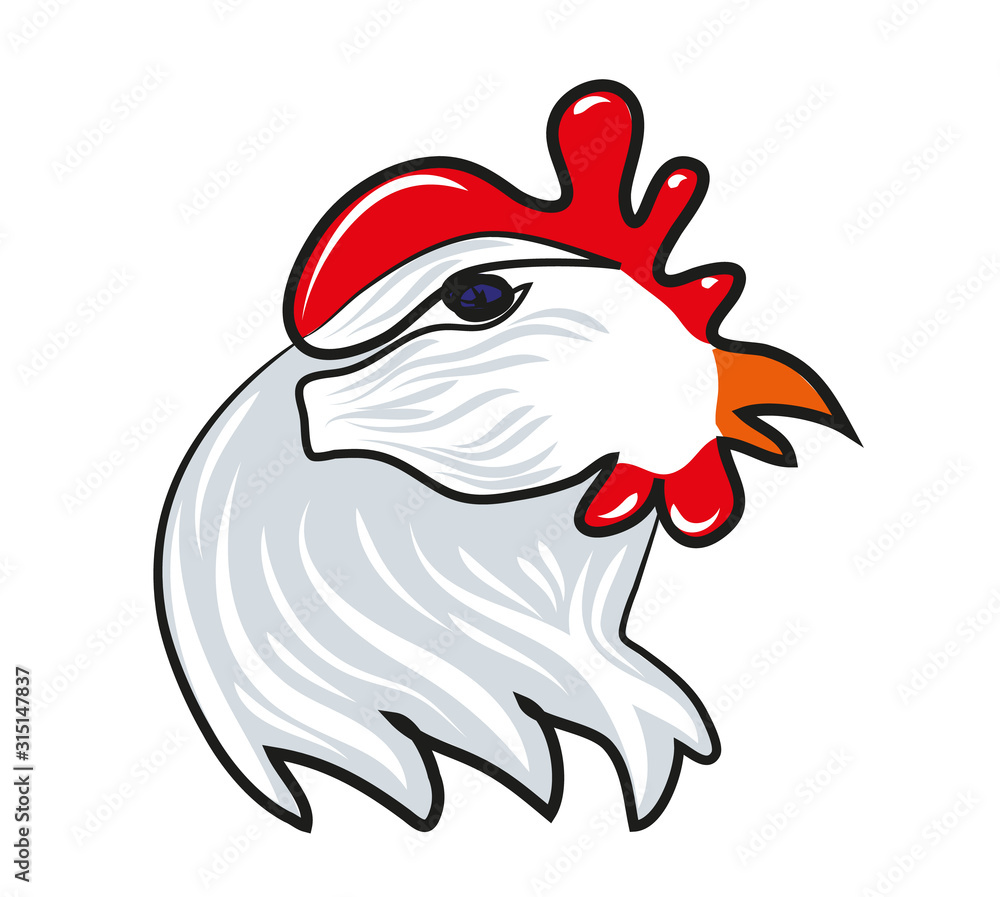 Illustration Stock One continuous line drawing of head of chicken ...