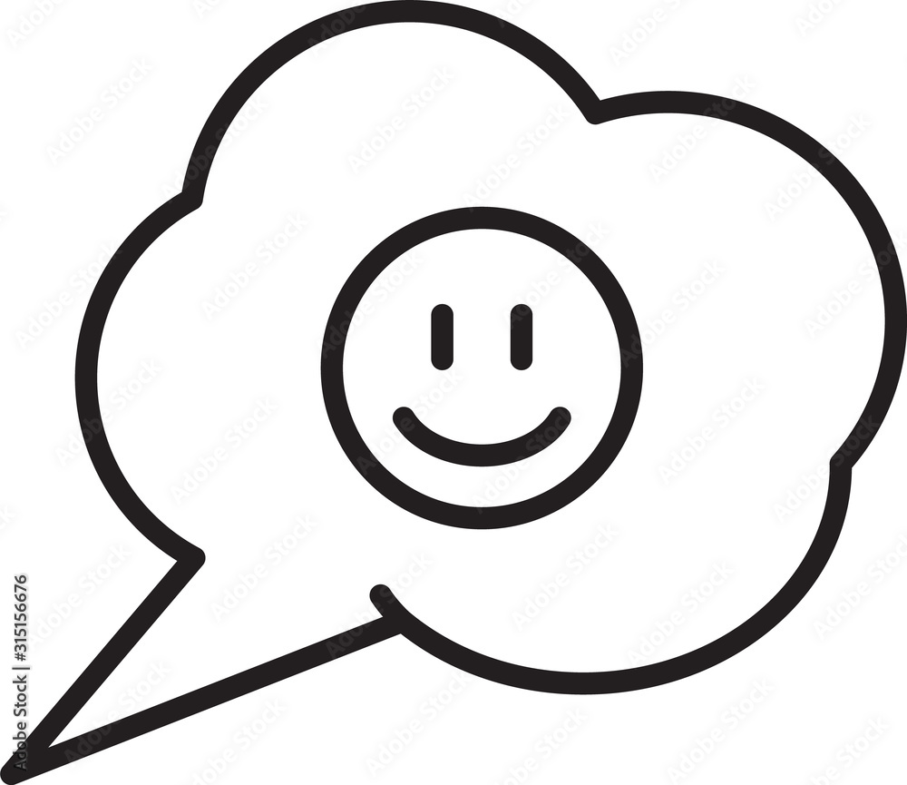 smiley face with thought bubble