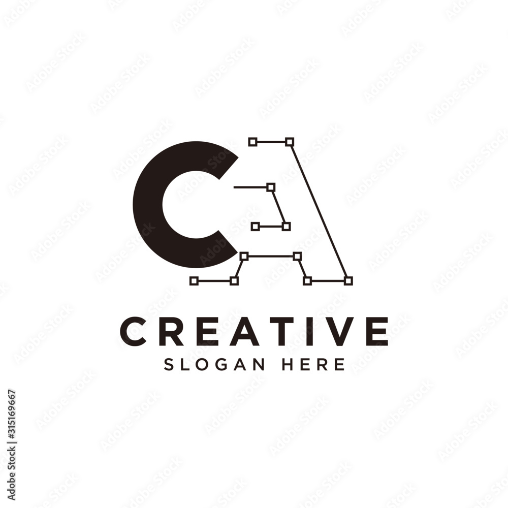 Initial CA logo design with curved line - vector Stock Vector | Adobe Stock
