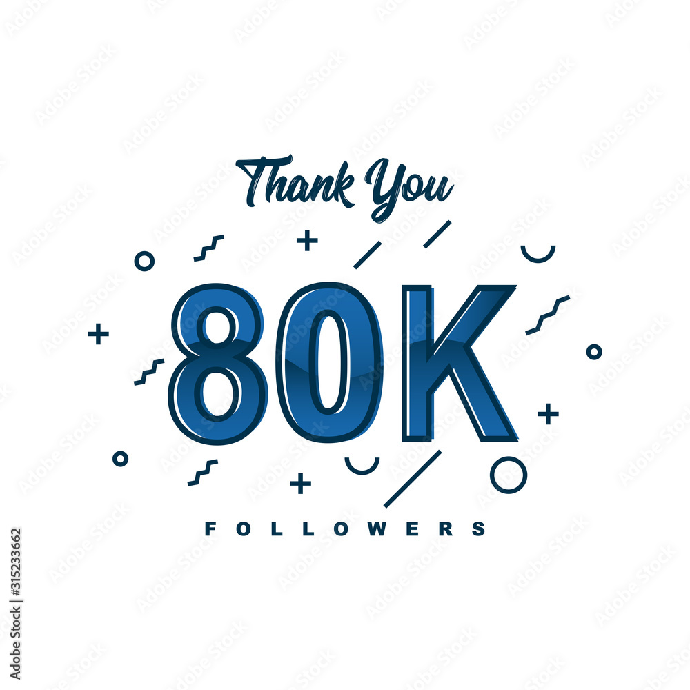 Thank You 80k Followers Template Design Stock Vector | Adobe Stock