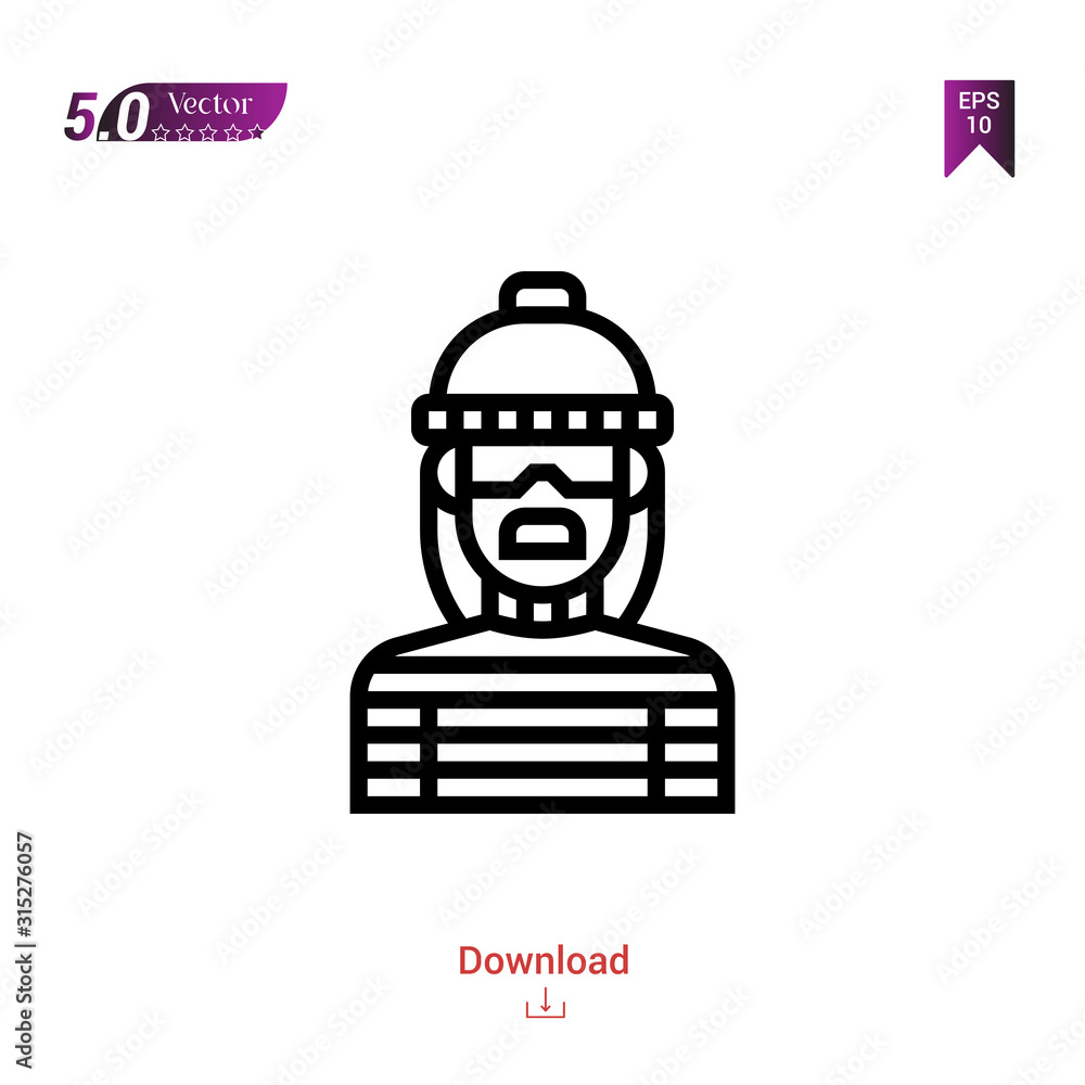 Outline bandit icon. bandit icon vector isolated on white background ...