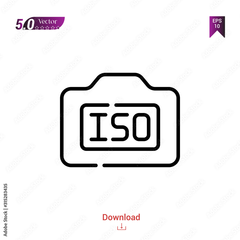 Outline iso camera icon. iso camera icon vector isolated on white ...