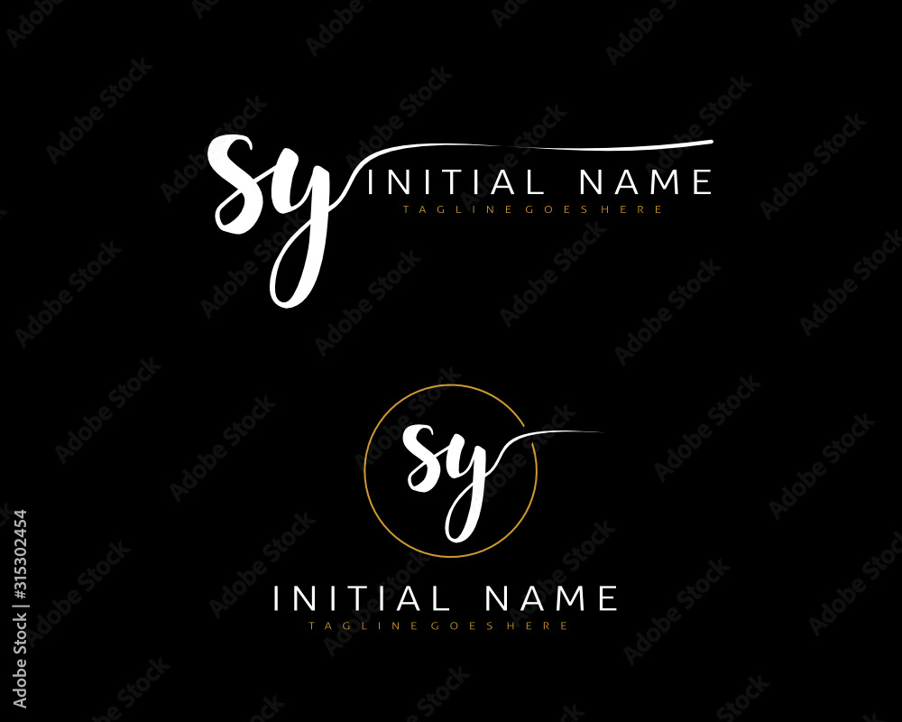S Y SY Initial handwriting logo vector. Hand lettering for designs ...