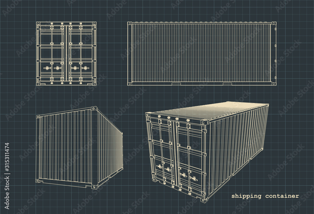 Vector de Stock Shipping container drawings | Adobe Stock