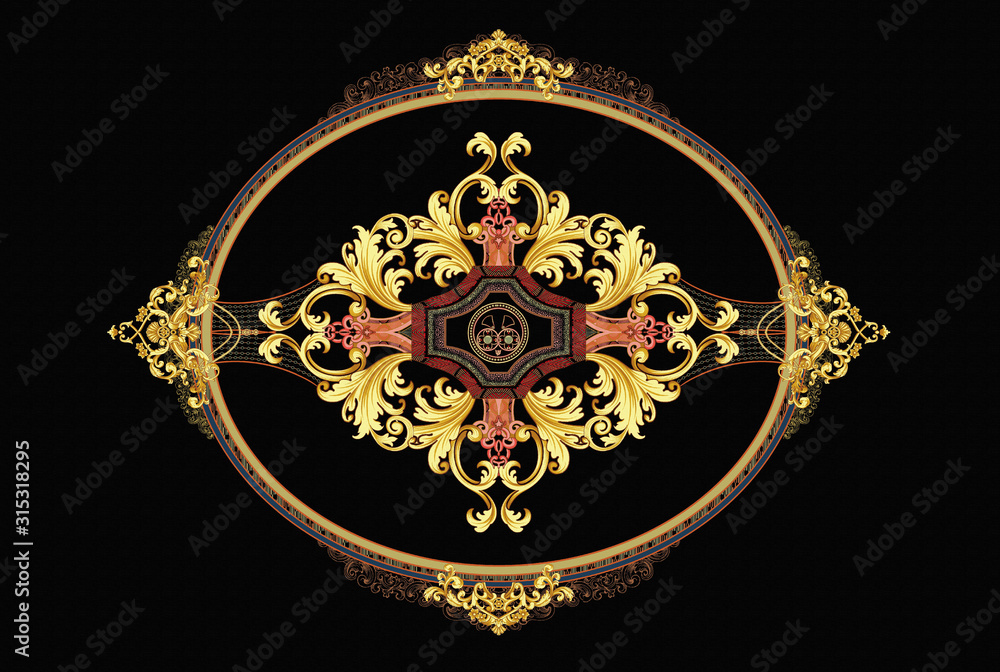 Exquisite baroque design, rococo design, suitable for textile clothing ...