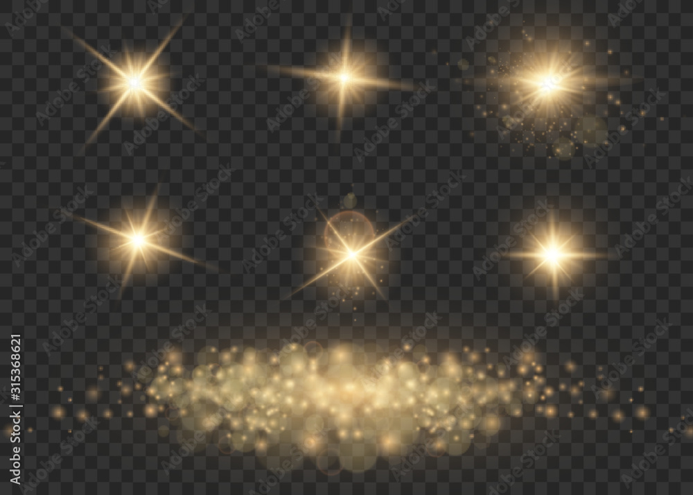 Star explodes on transparent background. Sparkling magic dust particles ...