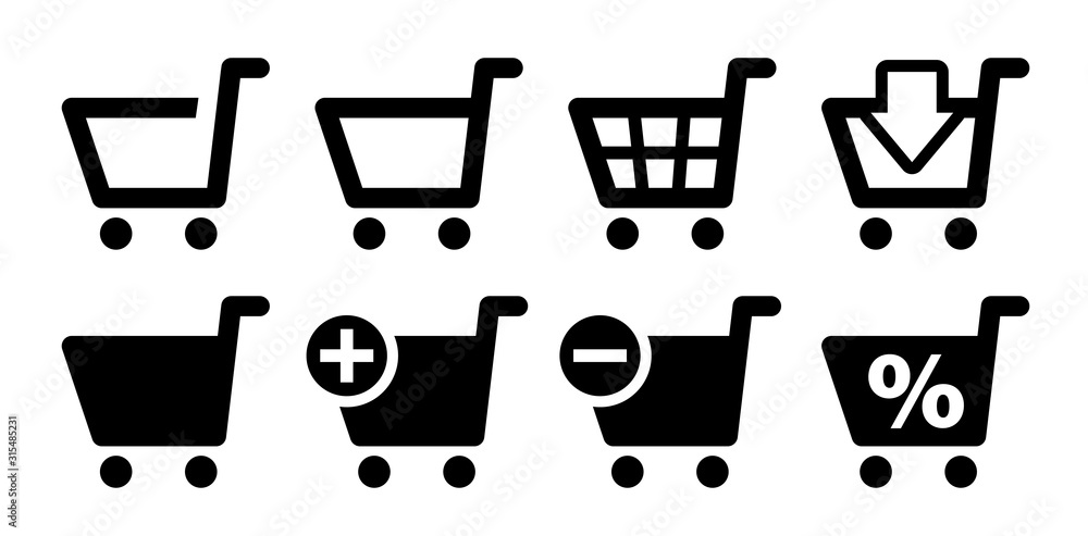 Different simple shopping cart symbols icon set Stock Vector | Adobe Stock