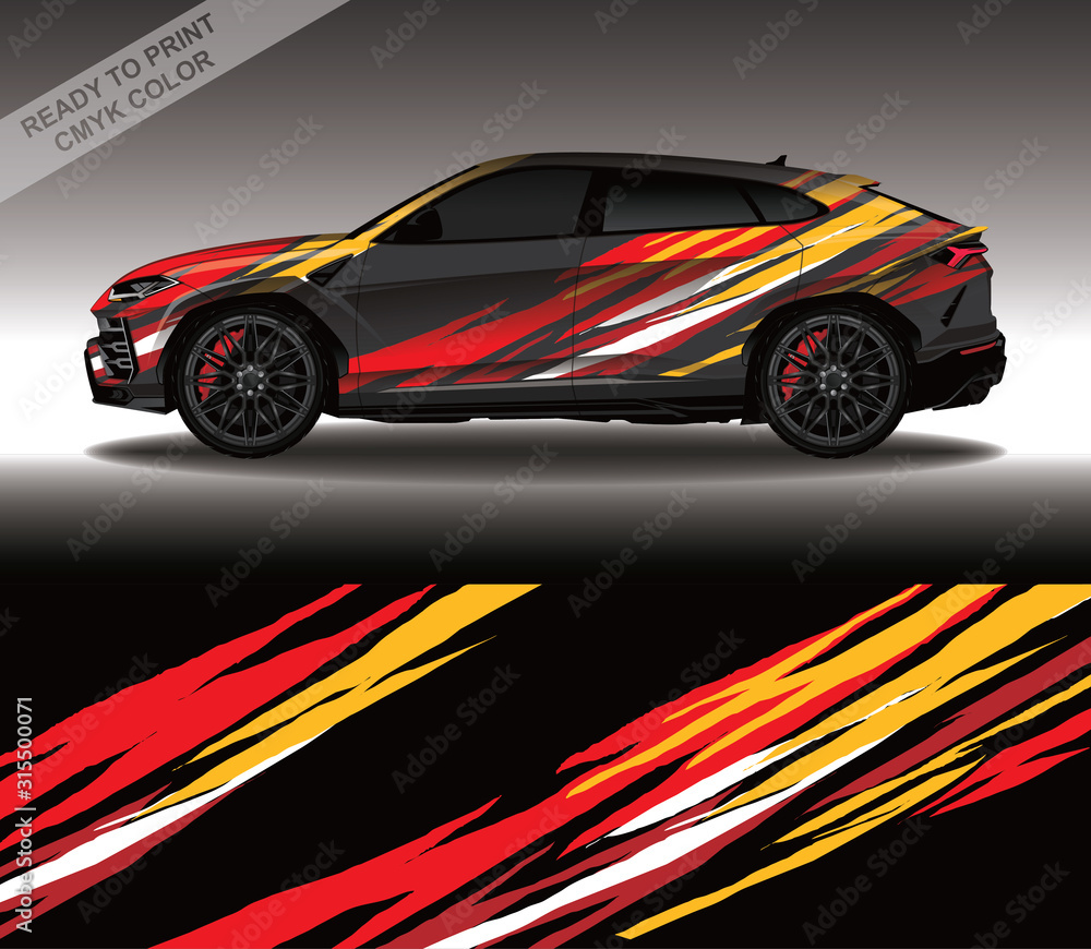 Car wrap decal design vector, custom livery race rally car vehicle ...