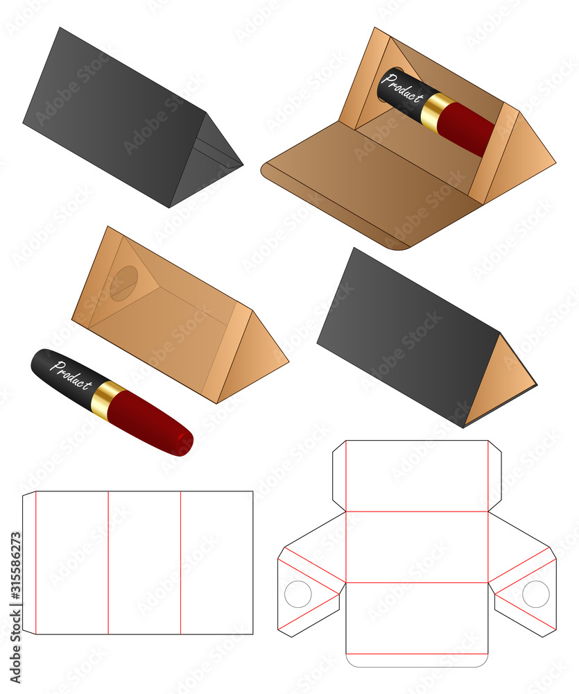 triangle shape Paper Bag packaging diecut template Stock Vector | Adobe ...