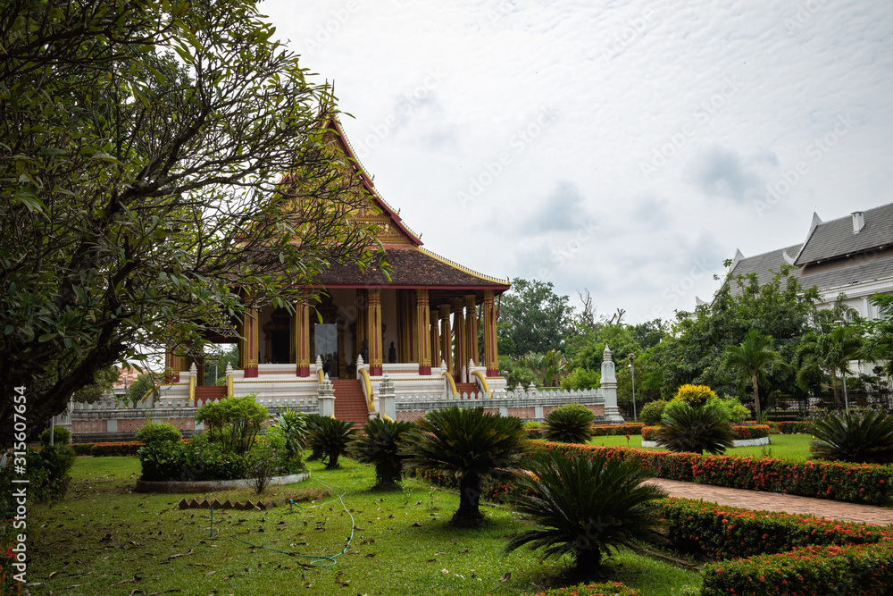 The Architecture and Ancient Buddha image and Sculpture Detail of (Hor Pha keo Museum).Haw Pha ...