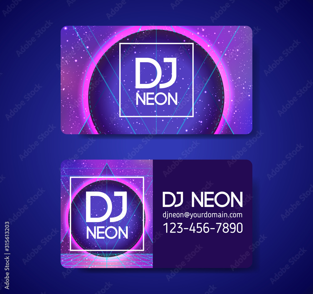 Retro Futurism flyer set. Vector futuristic synth wave illustration ...