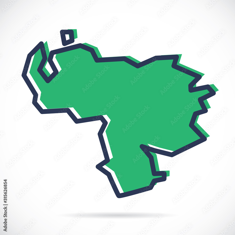Stylized simple outline map of Venezuela Stock Vector | Adobe Stock