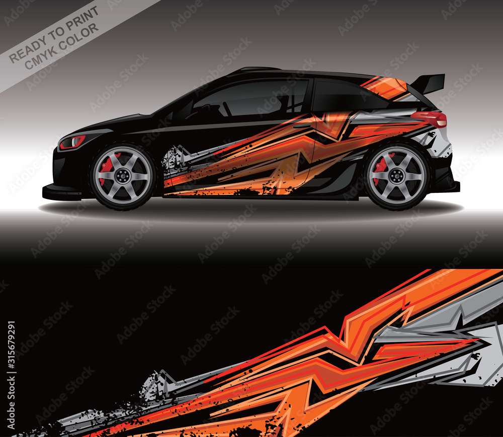 Car wrap decal design vector, custom livery race rally car vehicle ...