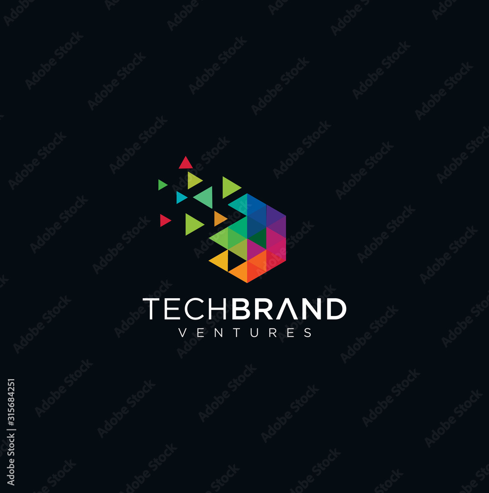 Hexagon Tech Abstract Pixel Logo Colorfull Design illustration ...