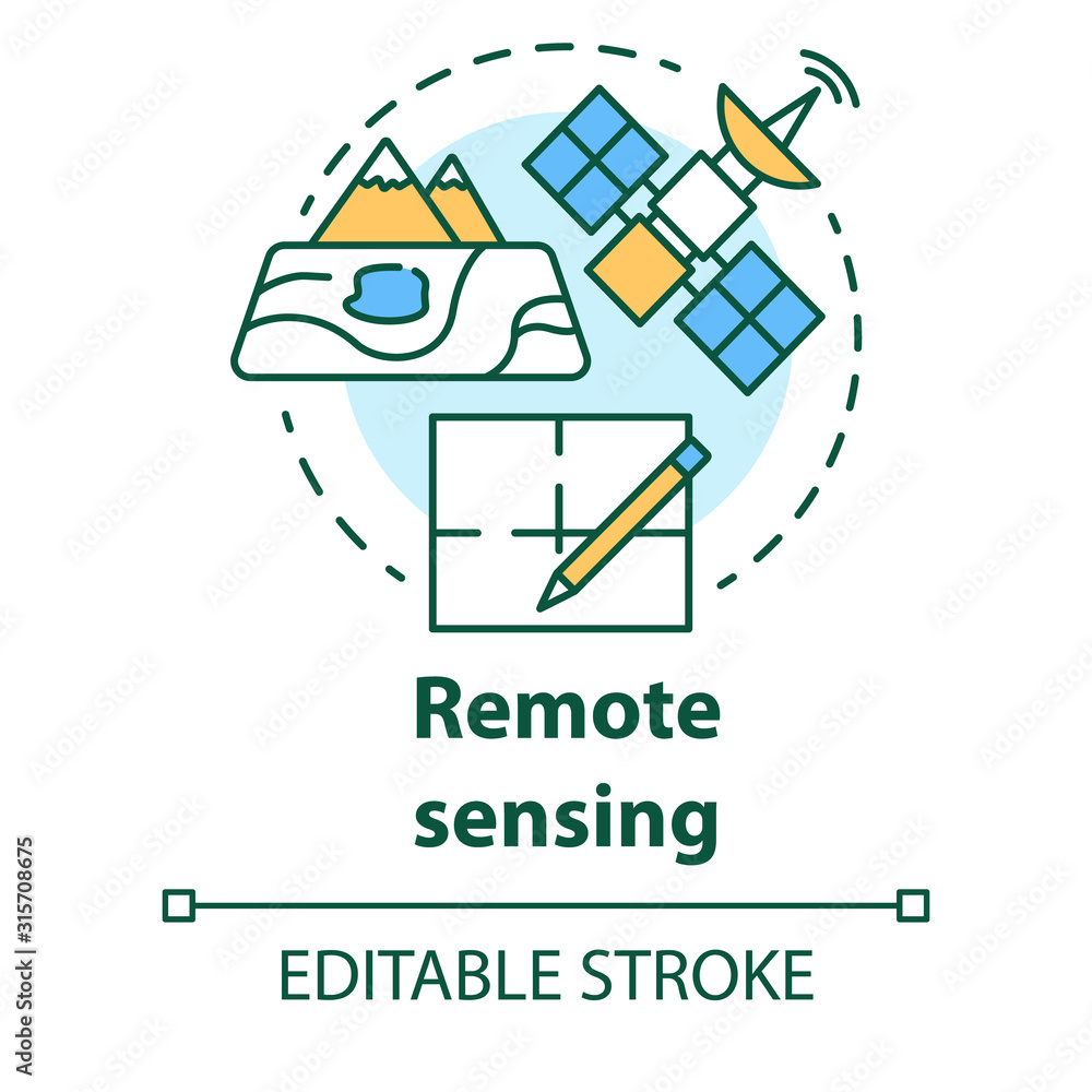 Remote sensing concept icon. Modern cartography. Earth exploration from ...