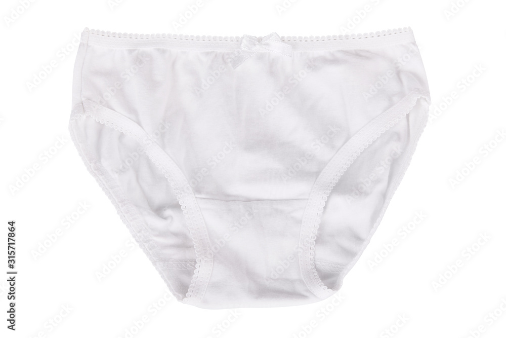 Female cotton panties isolated on a white background. Girl's white ...