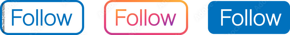 Follow button, color gradient isolated counter notification. Social ...
