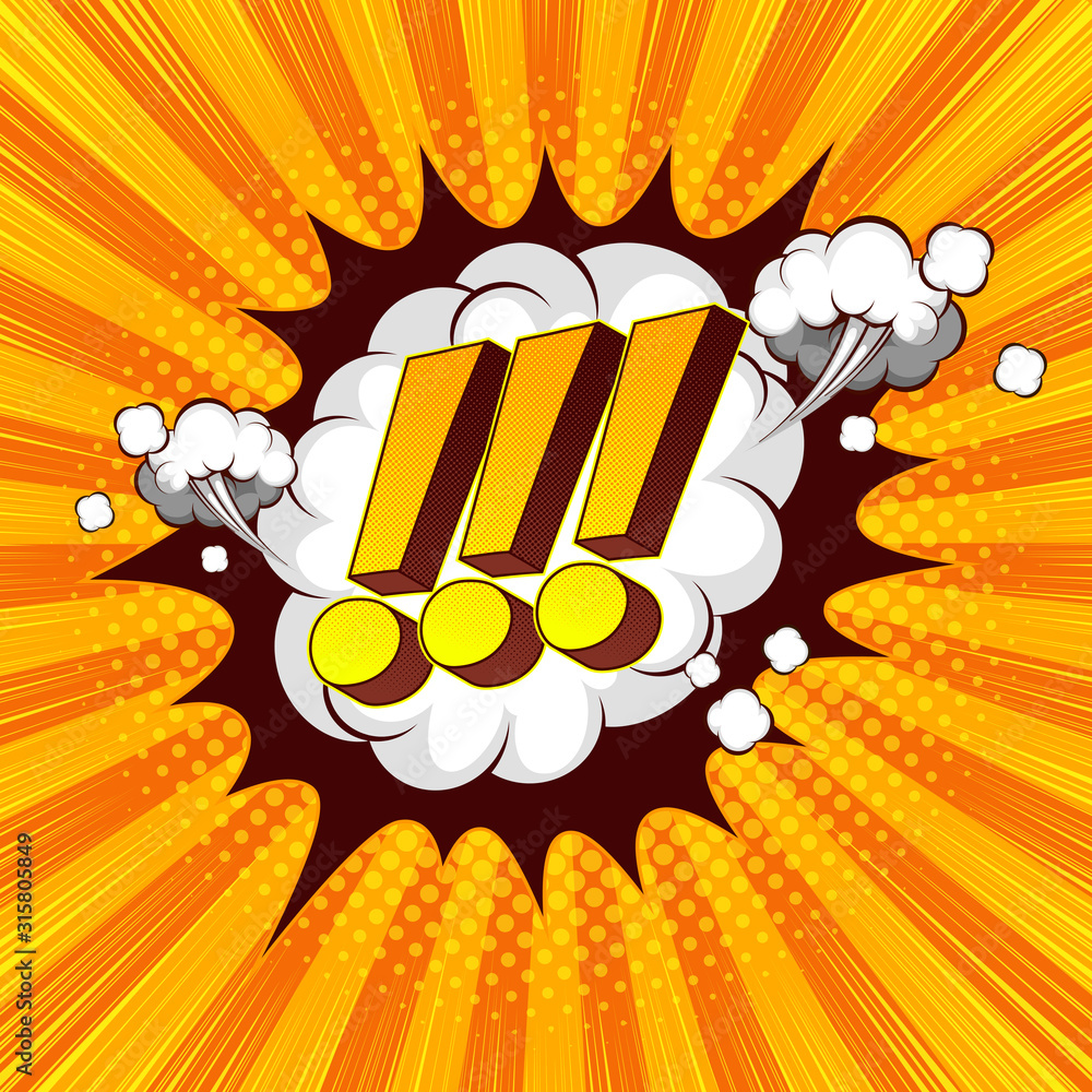 Exclamation Mark Warning Sign Comic Style, cover template abstract ...