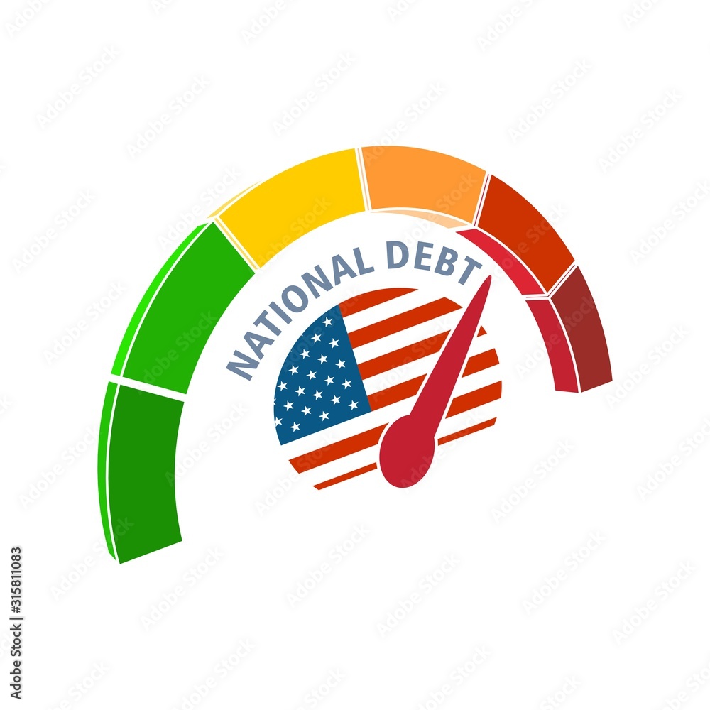 Image vectorielle Stock National debt meter read high level of national ...