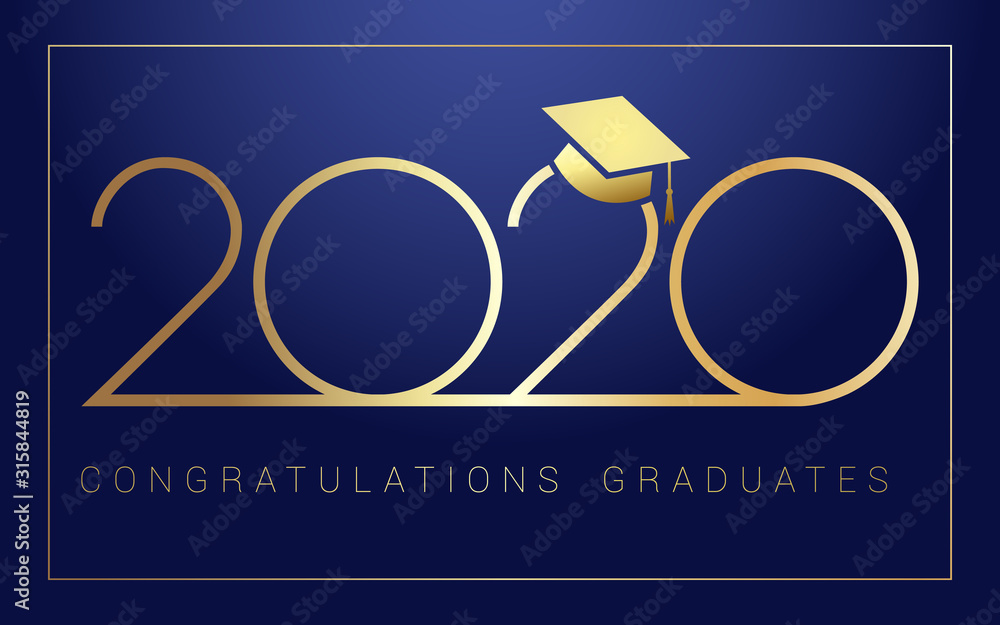 Class of 2020 year graduation banner, awards concept. Shining sign ...