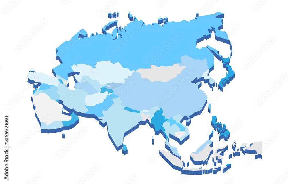 Mappa 3d dell'Asia - illustrazione vettoriale Stock Vector | Adobe Stock